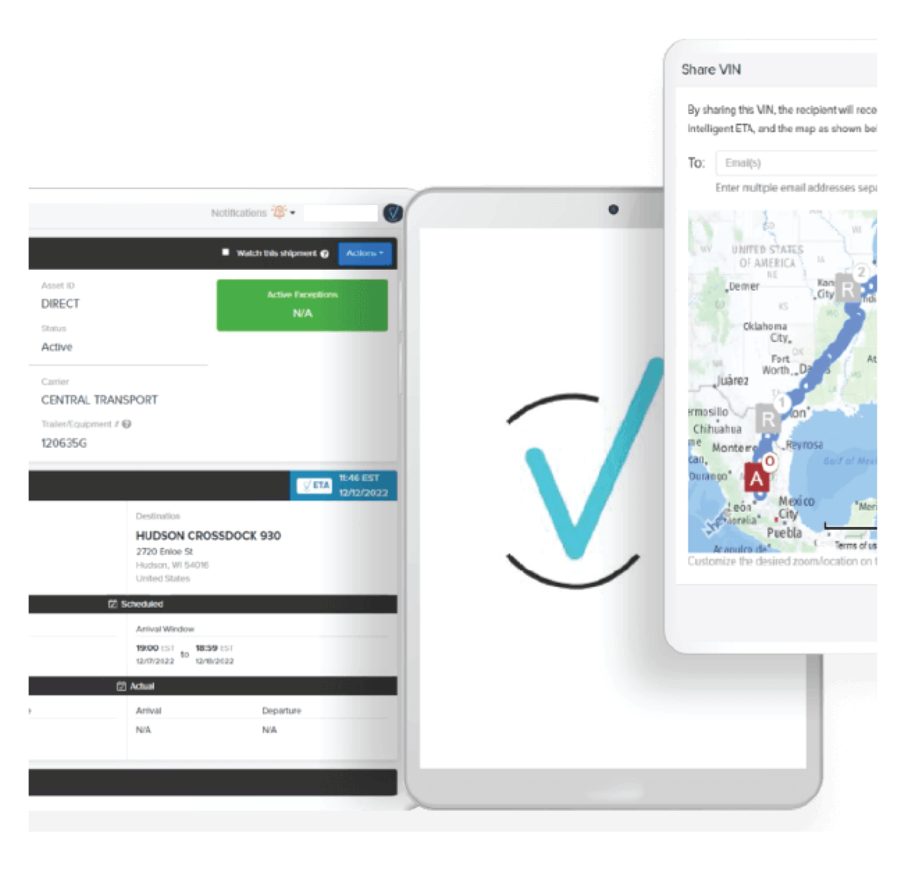 Real-time transportation supply chain visibility farm equipment trucks heavy vehicles VINs RTTV ...